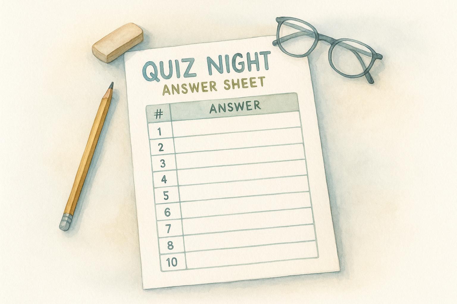 Quiz Night Answer Sheet Free Printable Template – Cheap Trivia